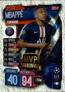 2019-20 topps uefa champions league match attax club mvps #c psg kylian mbappe paris saint-germain official futbol soccer trading card game playing card