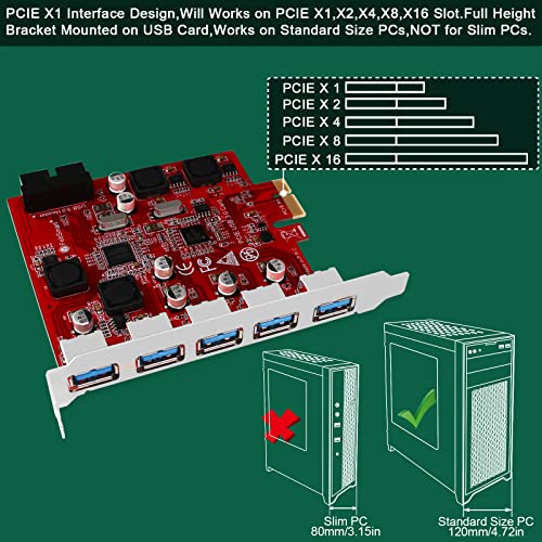 FebSmart 7-Ports Superspeed 5Gbps USB 3.0 PCIE Expansion Card, 5-Ports USB-A and an 19Pin USB 3.0 Header, Built in FebSmart Self-Powered Technology, No Need Additional Power Supply (FS-U7S-Pro)