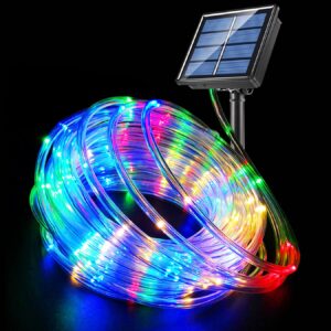 fatpoom solar lights rope lights solar powered string lights 40ft 120 leds 8 modes fairy lights outdoor decoration lighting for garden patio party,weddings,christmas décor multi-color