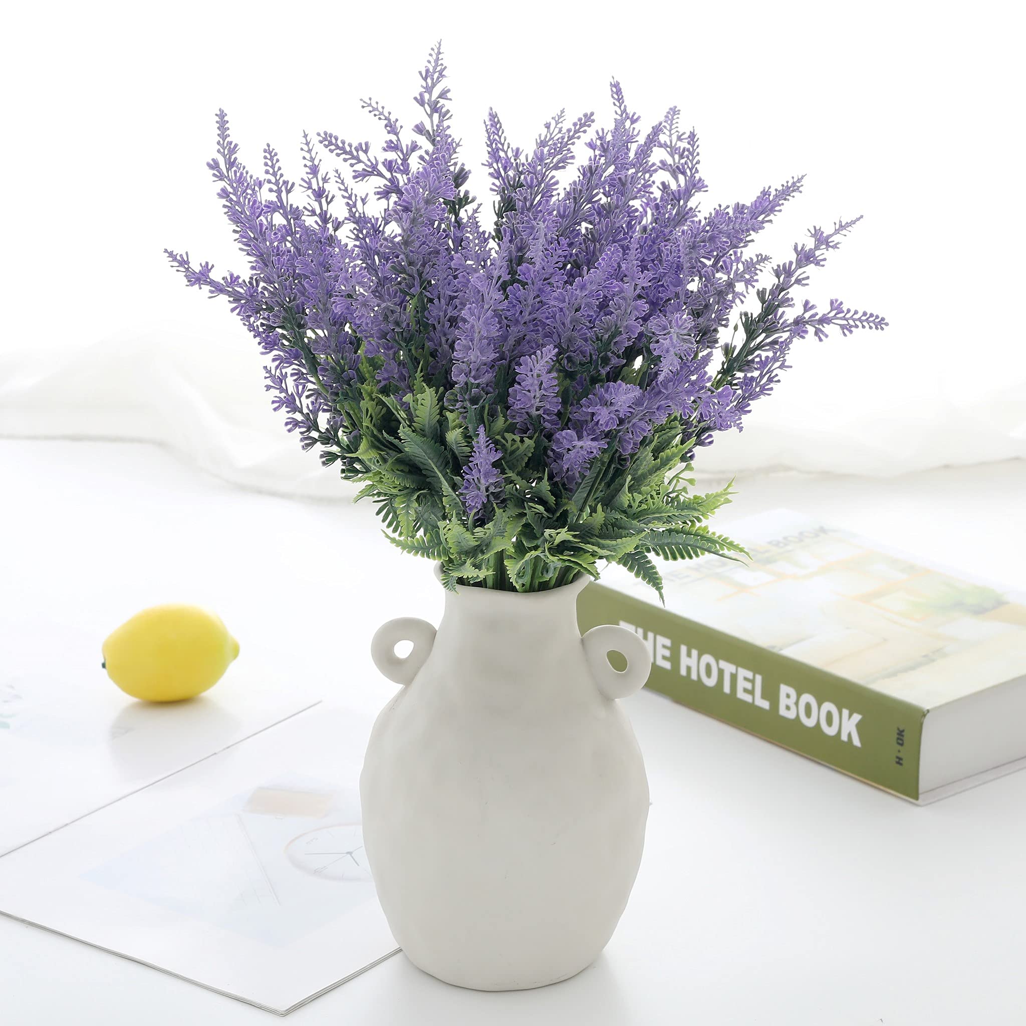 Grand Verde Lavender Artificial Flower Plants Faux Purple Bouquets Real-Touch DIY Home Decor Garden Patio Balcony Wedding Decoration, Bulk 8pcs