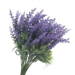 Grand Verde Lavender Artificial Flower Plants Faux Purple Bouquets Real-Touch DIY Home Decor Garden Patio Balcony Wedding Decoration, Bulk 8pcs