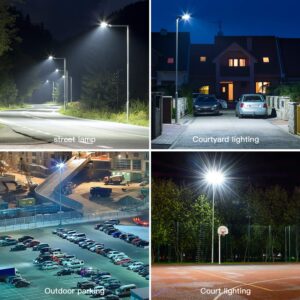 OAYATACO 300W Parking Lot Lights, ETL DLC Certified Waterproof IP66 Commercial LED Area Lighting, 5000k Pole Light with Dusk to Dawn Photocell- Slip Fitter, LED shoebox Light, Black