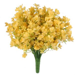 grand verde yellow plastic flowers artificial bouquets faux wildflowers real-touch plants diy home decor table centerpiece birthday decoration, bulk 10pcs