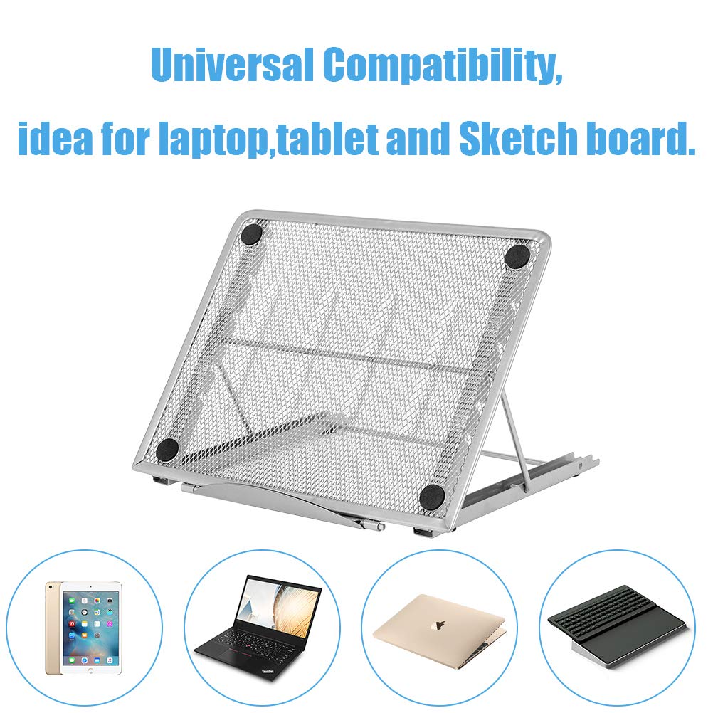 Laptop Stand Upgraded, Adjustable Portable Laptop Holder for Desk, Aluminum Ventilated Notebook Riser for MacBook Air Pro, More 10-15.6 inches PC Computer, Tablet, iPad (Silver)