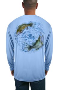 rattlin jack men's long sleeve fishing shirt uv protection two bass 3xl blue