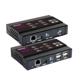 4k hdmi kvm usb extender over single cat5e/6 up to 100m(328ft), kvm extender support 1080p@60hz, plug & play, keyboard & mouse ethernet network, lossless-near zero latency, 4 ports usb2.0