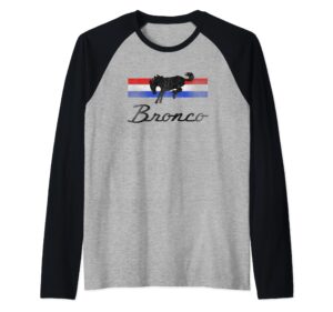 ford bronco logo stripes raglan baseball tee