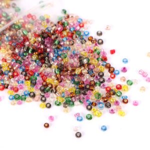 glass beads 2mm tiny seed beads for jewelry making approx 7200pcs(12colors/pack 600pcs/color) (multicolor)