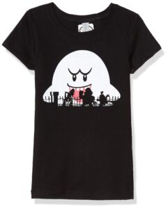 nintendo mario halloween silhouttes girl's solid crew tee black