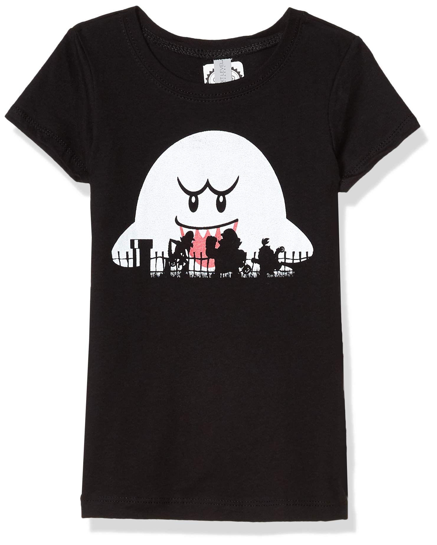 Nintendo Mario Halloween Silhouttes Girl's Solid Crew Tee Black