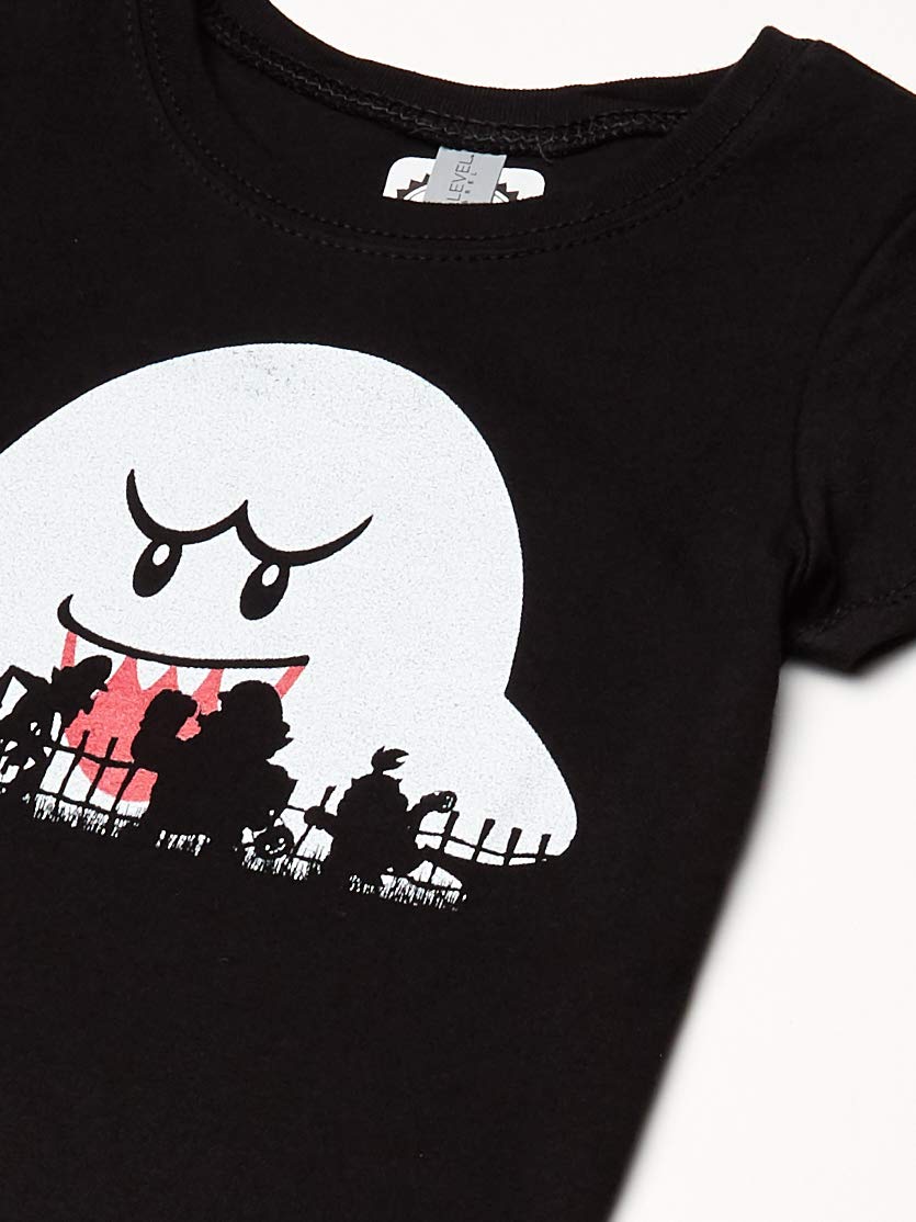 Nintendo Mario Halloween Silhouttes Girl's Solid Crew Tee Black