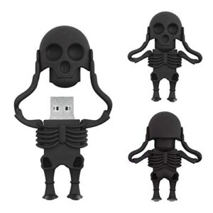 64gb usb flash drive cartoon skeleton shaped memory stick, borlterclamp cool thumb drive pen drive amazing gifts, black