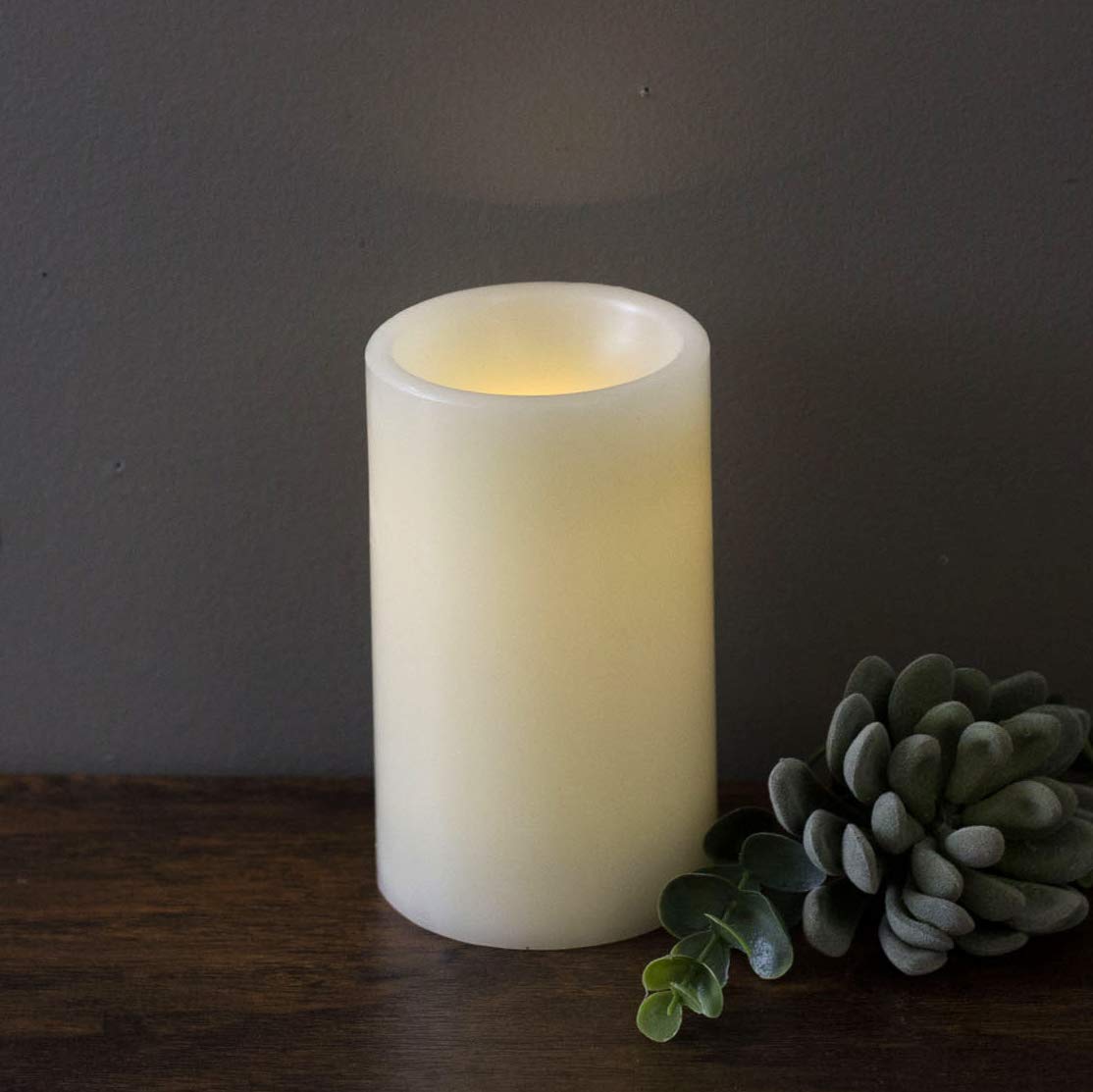 Martha Stewart Flameless LED, 6 Inch Pillar Candle, Ivory with Batteries