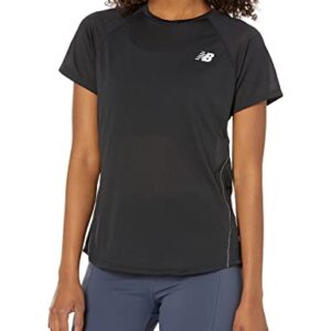 New Balance Women's Impact Run Short Sleeve, Black , X-Small