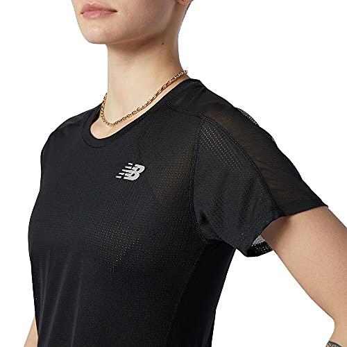 New Balance Women's Impact Run Short Sleeve, Black , X-Small