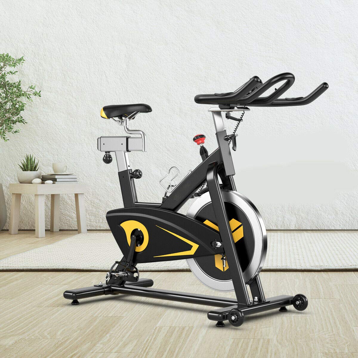 Goplus Magnetic Exercise Bike, Stationary Belt Drive Bicycle, with LCD Monitor, Indoor Cycling Bike for Home Gym Cardio Workout (30 lbs Flywheel)