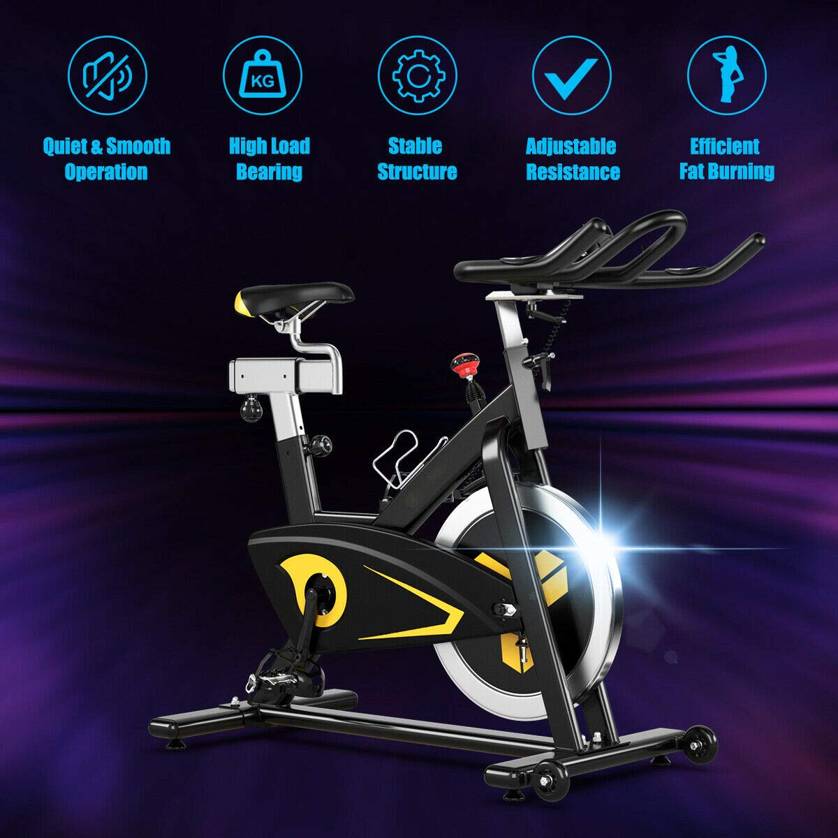 Goplus Magnetic Exercise Bike, Stationary Belt Drive Bicycle, with LCD Monitor, Indoor Cycling Bike for Home Gym Cardio Workout (30 lbs Flywheel)