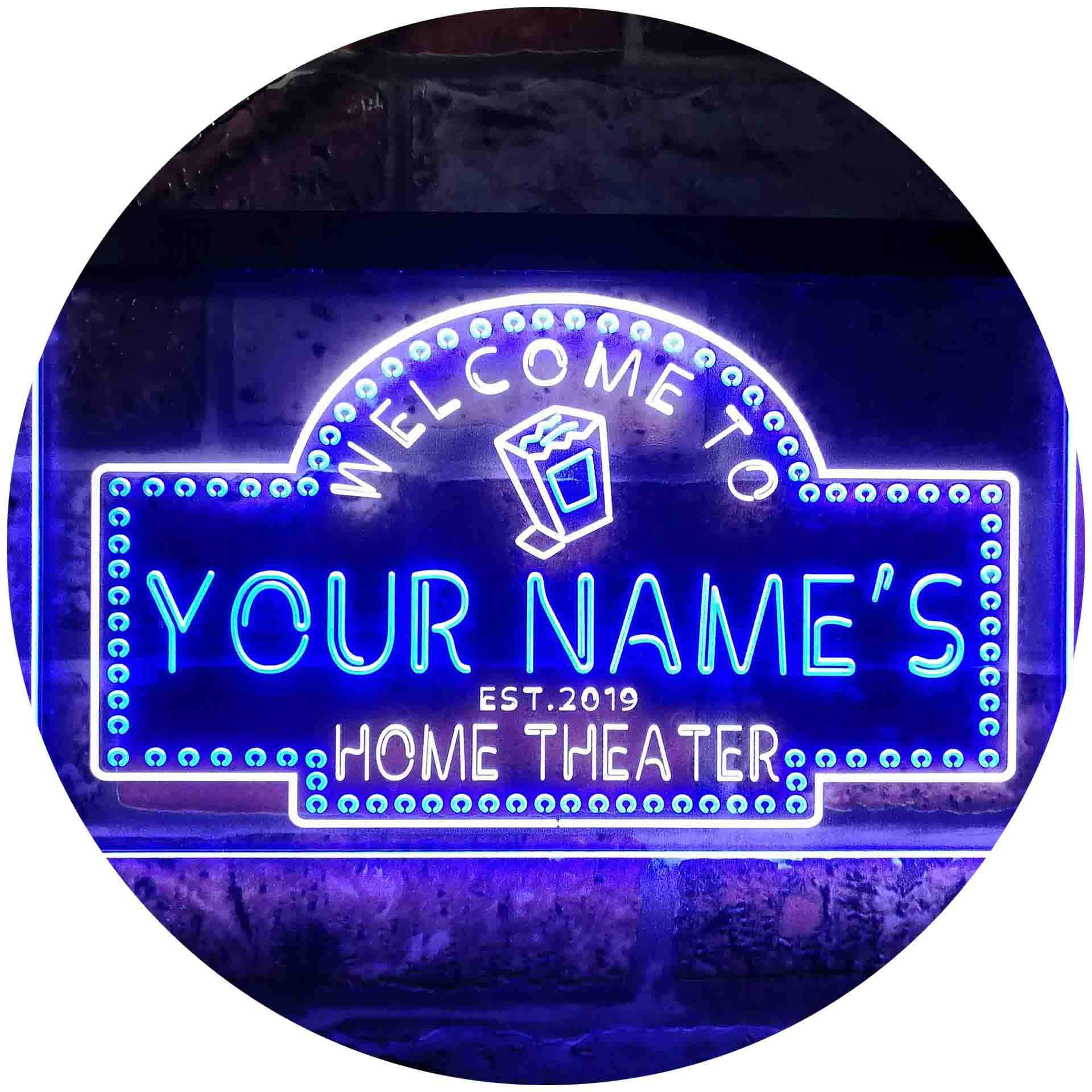 ADVPRO Personalized Your Name Est Year Theme Home Theater Cinema Dual Color LED Neon Sign White & Blue 24" x 16" st6s64-ph2-tm-wb