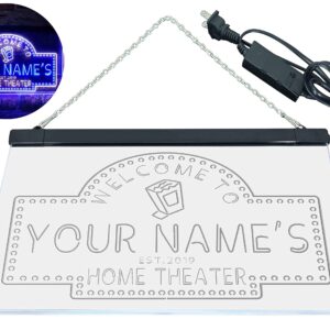 ADVPRO Personalized Your Name Est Year Theme Home Theater Cinema Dual Color LED Neon Sign White & Blue 24" x 16" st6s64-ph2-tm-wb