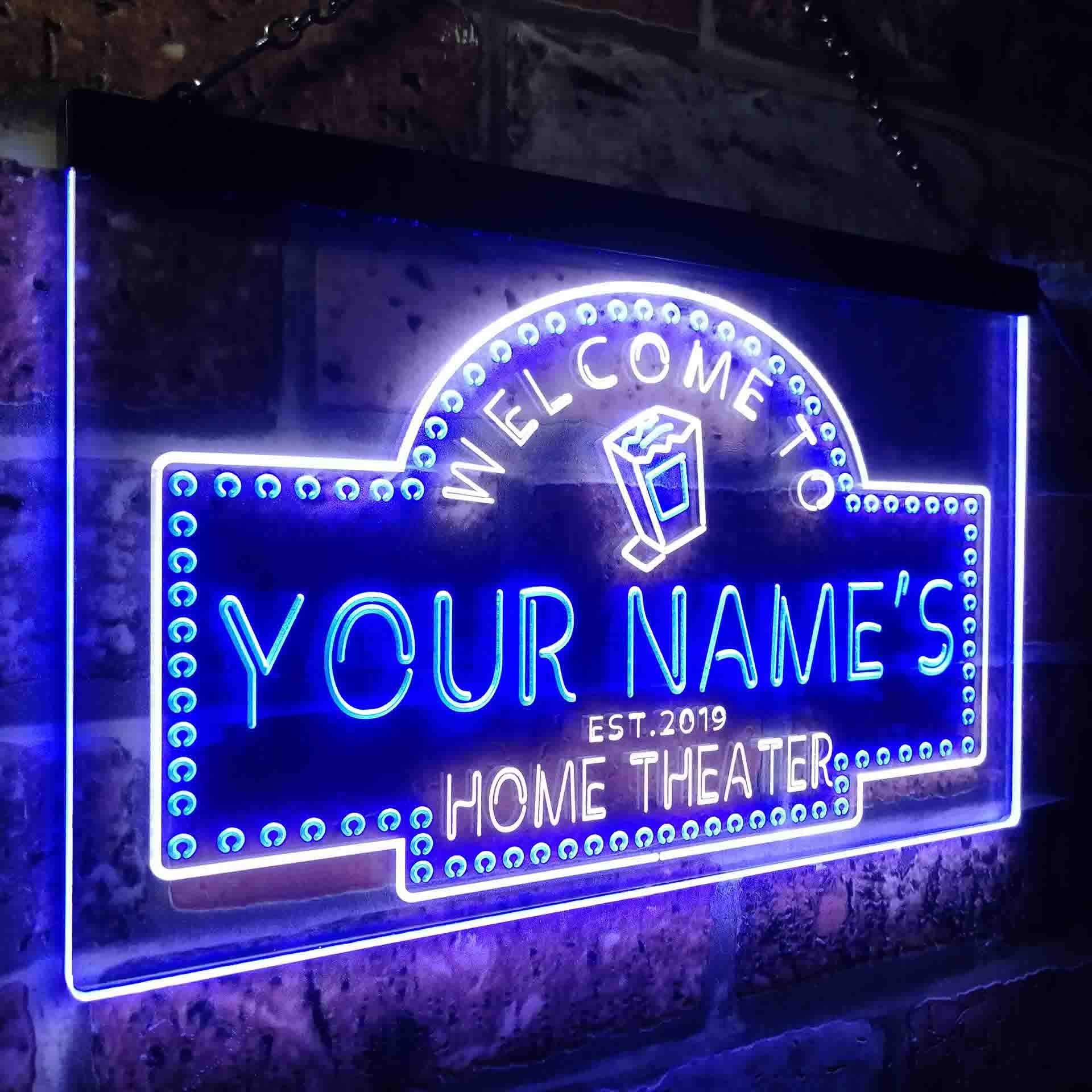 ADVPRO Personalized Your Name Est Year Theme Home Theater Cinema Dual Color LED Neon Sign White & Blue 24" x 16" st6s64-ph2-tm-wb