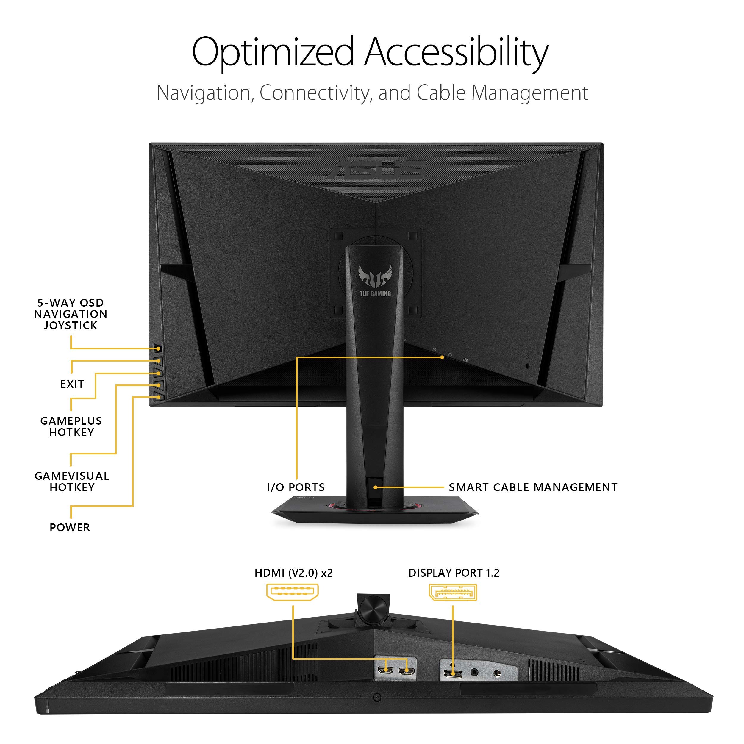 ASUS VG27AQ TUF Gaming 27" 2K HDR Gaming Monitor, WQHD (2560 x 1440), 165Hz (Supports 144Hz) (Renewed)