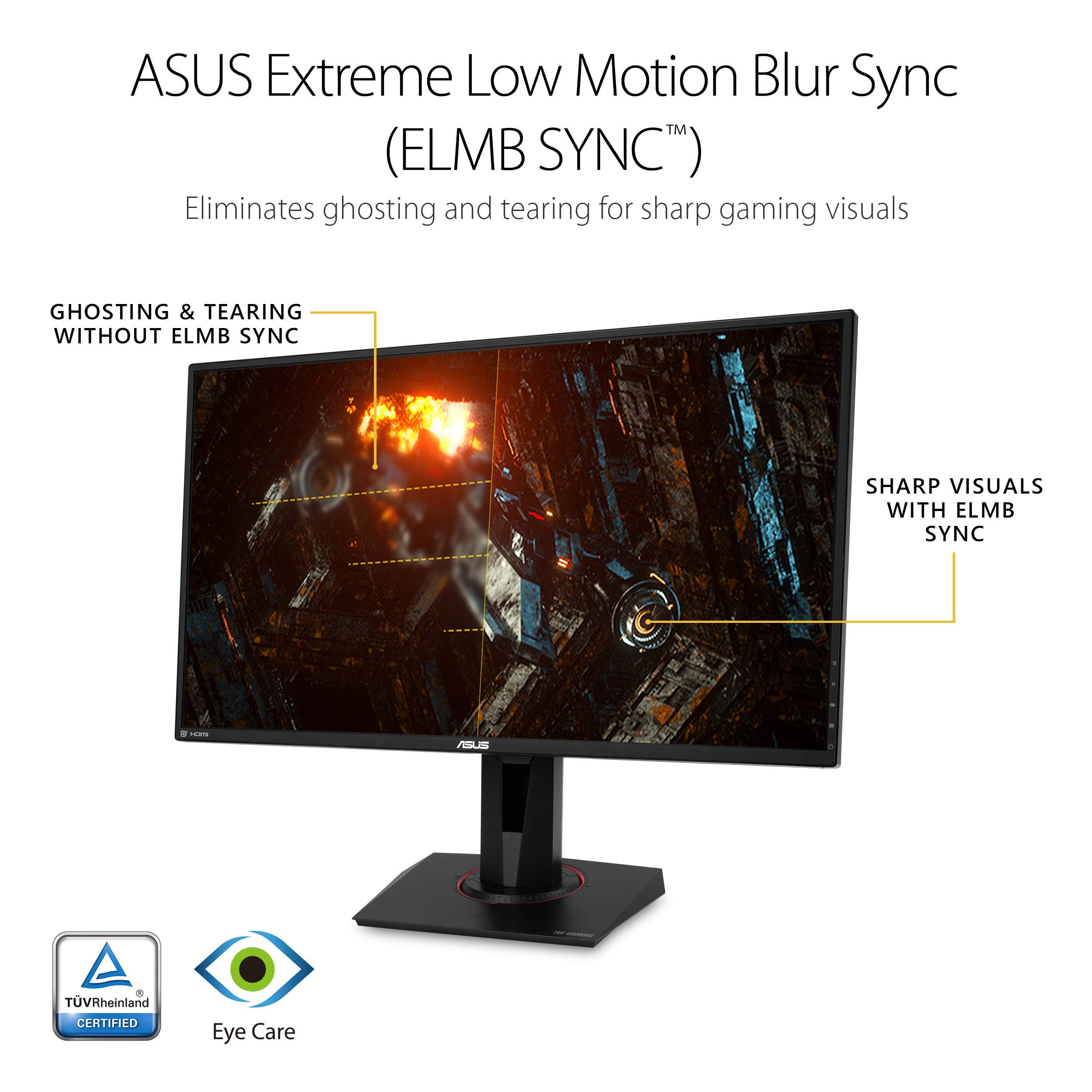 ASUS VG27AQ TUF Gaming 27" 2K HDR Gaming Monitor, WQHD (2560 x 1440), 165Hz (Supports 144Hz) (Renewed)