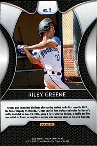 2019 Prizm Draft Baseball #5 Riley Greene High School Official Panini Collegiate Licensed Trading Card (Note any scan streaks seen are not on the card itself)