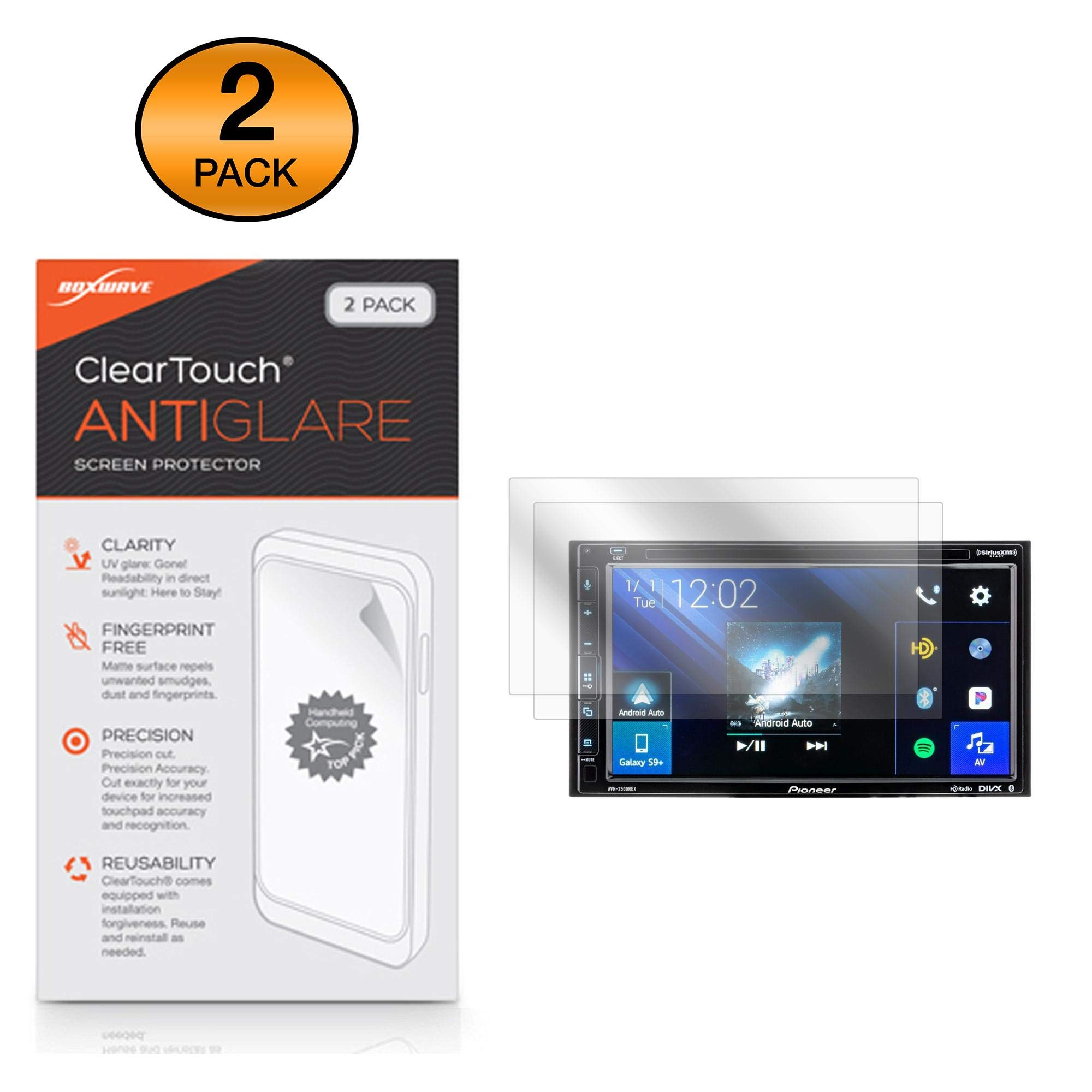 BoxWave Screen Protector Compatible with Pioneer AVH-2500NEX - ClearTouch Anti-Glare (2-Pack), Anti-Fingerprint Matte Film Skin for Pioneer AVH-2500NEX