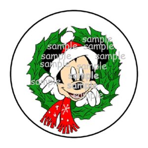 30 mickey christmas stickers, envelope seals, labels