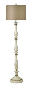 collective design l71520adsam charlton, crackled white and gold finish, taupe hardback silk shade floor lamp