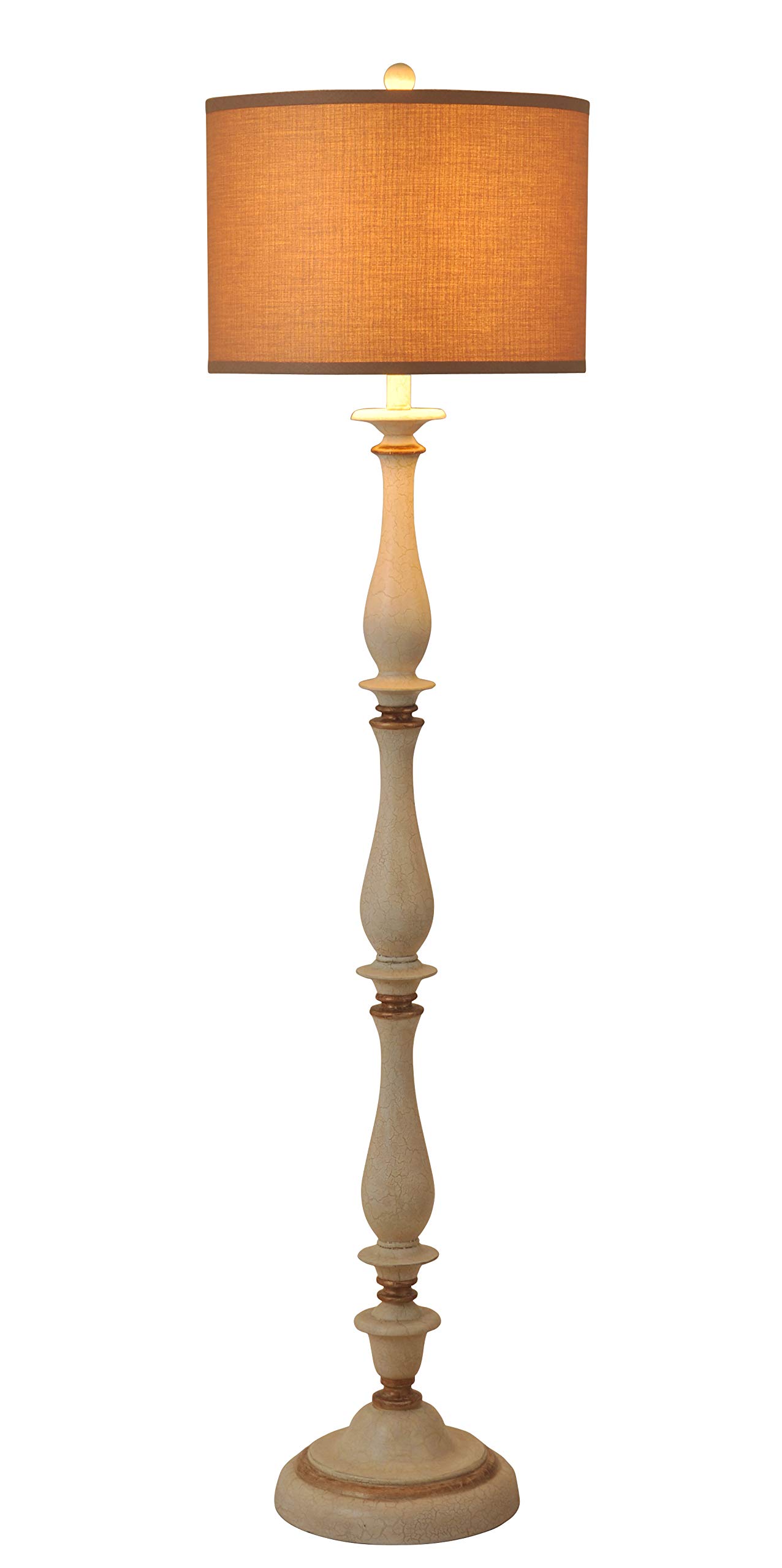 Collective Design L71520ADSAM Charlton, Crackled White and Gold Finish, Taupe Hardback Silk Shade Floor Lamp