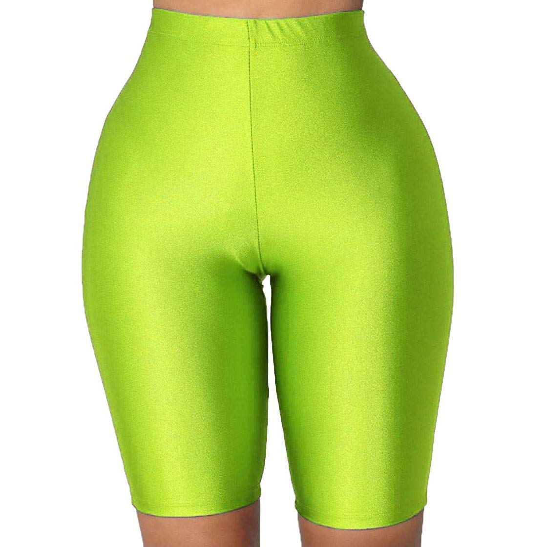 PESION Bike Shorts Women - Active Biker Yoga Shorts, Neon Green XX-Large