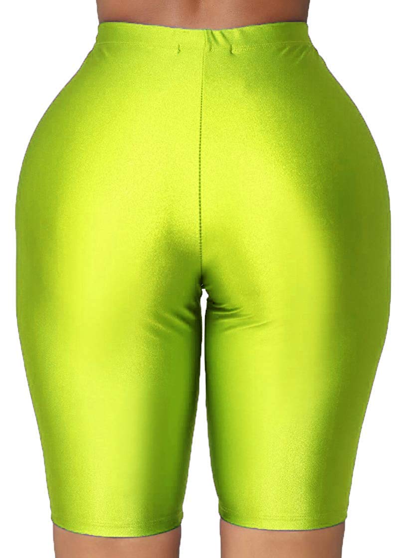 PESION Bike Shorts Women - Active Biker Yoga Shorts, Neon Green XX-Large