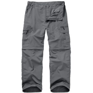 mens hiking pants convertible boy scout zip off shorts lightweight quick dry breathable fishing safari pants,6101,grey,40