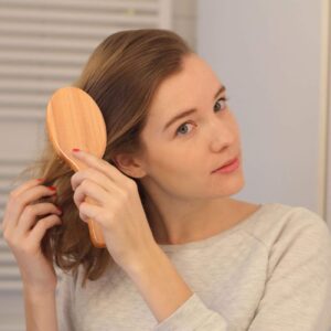 Zhuoyue Wooden Bamboo Hair Brush - Paddle Hair Brush Set with Bamboo Bristle Reduce Frizzy & Massage Scalp 2 pcs