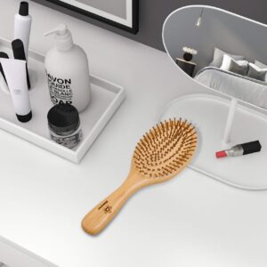 Zhuoyue Wooden Bamboo Hair Brush - Paddle Hair Brush Set with Bamboo Bristle Reduce Frizzy & Massage Scalp 2 pcs