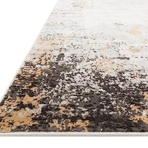 Loloi II Alchemy Collection ALC-02 Contemporary Area Rug 6'-7" x 9'-2" Granite/Gold Rectangular 0.25" Thick