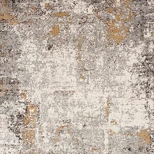 Loloi II Alchemy Collection ALC-02 Contemporary Area Rug 6'-7" x 9'-2" Granite/Gold Rectangular 0.25" Thick