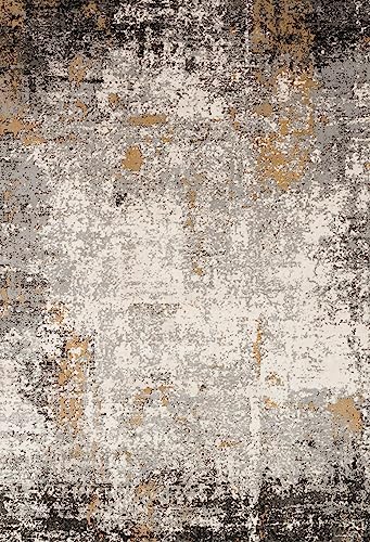 Loloi II Alchemy Collection ALC-02 Contemporary Area Rug 6'-7" x 9'-2" Granite/Gold Rectangular 0.25" Thick