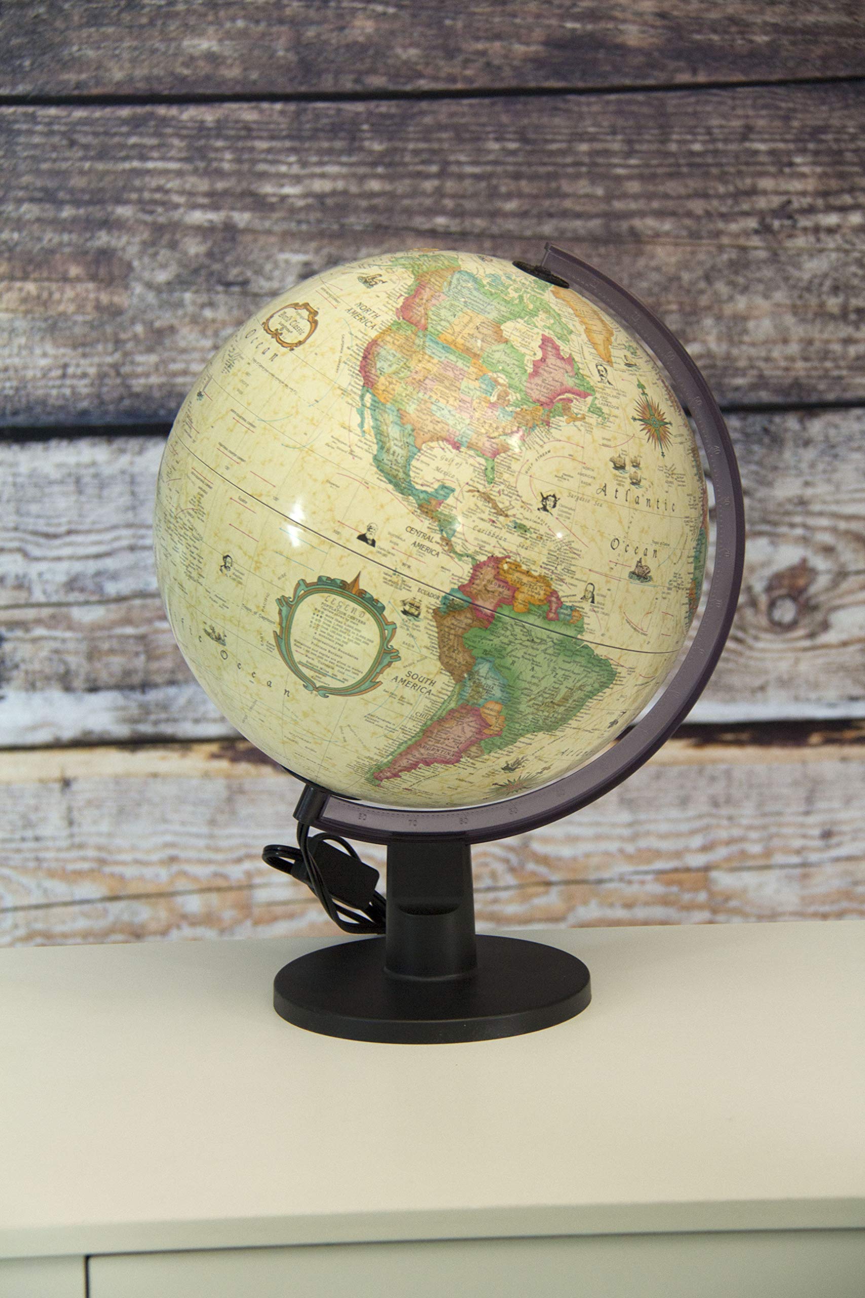 Replogle Spotter 12" (30cm) diameter World Globe, Desktop model (ANTIQUE ILLUMINATED)