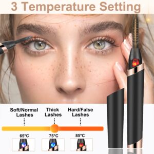 DUST2OASIS Heated Eyelash Curlers, Electric Eyelash Curlers, Rechargeable Lash Curler with Eyelash Comb for Makeup Natural Curling Eye Lashes and 24 Hours Long Lasting - Black 2024 Updated Model