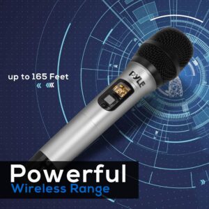 PYLE Portable UHF Wireless Microphone System - Professional Battery Operated Handheld Dynamic Unidirectional Cordless Microphone Transmitter Set w/Adapter Receiver, for PA Karaoke DJ Party - PDWMU105