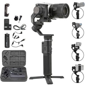 feiyutech g6 max 3-axis handheld gimbal stabilizer (g6 plus upgrade ver) for mirrorless camera like sony a7 w/short lens,action camera gopro,smart phone iphone 11 pro max 8,1.2kg payload,splash proof