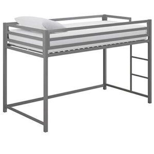 dhp mabel twin metal junior loft bed in silver