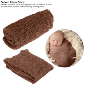 Fealay Baby Photography Props Fluffy Blanket + Ripple Wrap Set Newborn Photography Wrap Mat - Khaki