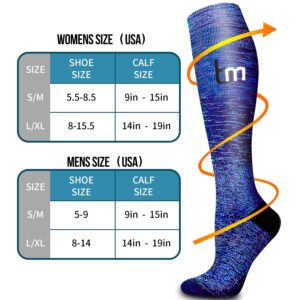 Bluemaple 6 Pack Copper Compression Socks for Women and Men Circulation-Best Support for Medical, Running,Nursing,Athletic