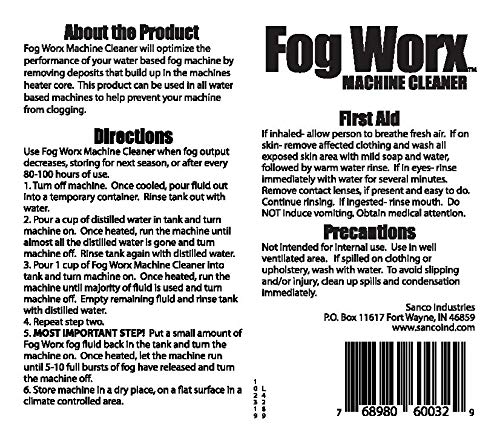 Fogworx Fog Machine Cleaner-1 Quart, Maintains Performance and Extends life of Water Based Machines