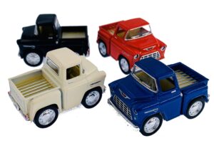 kinsmart 1955 chevy stepside pick-up 2 inch pullback action trucks setof4