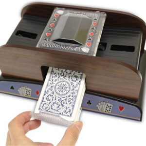 2 Deck Automatic Deck Shuffler - Deluxe Electric Wooden Playing Card Machine - Classic Casino Dealer Equipment & Tabletop Gaming Accessories - Bicycle, Magic The Gathering, Yugioh TCG