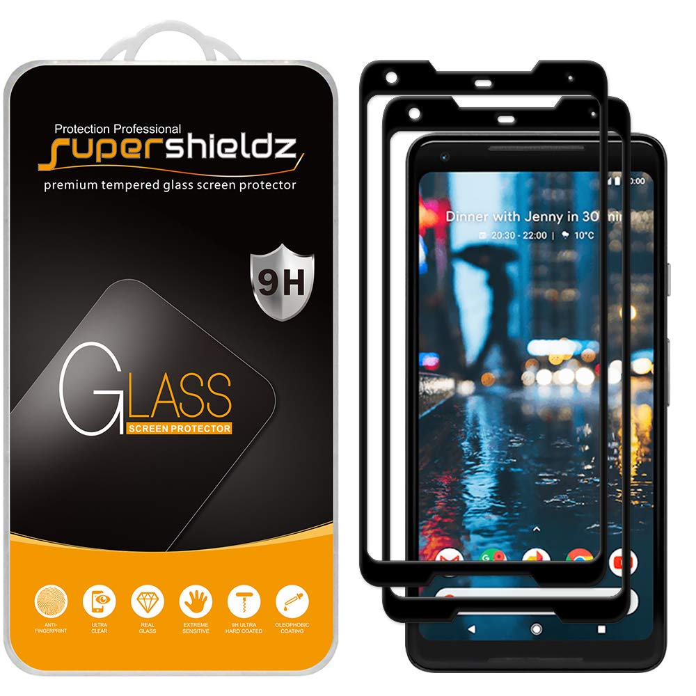 Supershieldz (2 Pack) Designed for Google (Pixel 2 XL) Tempered Glass Screen Protector, (Full Screen Coverage) 0.32mm, Anti Scratch, Bubble Free (Black)